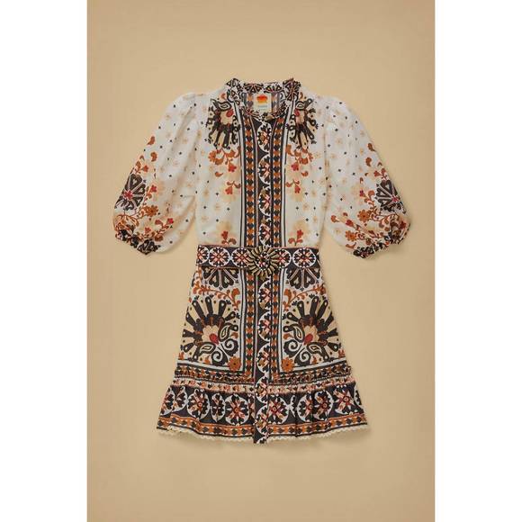 FARM Rio | Dresses | New Farm Rio Flower Fan Tapestry Mini Dress In Off ...